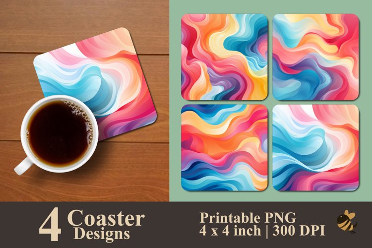 Art Colorful Coaster Sublimation Designs