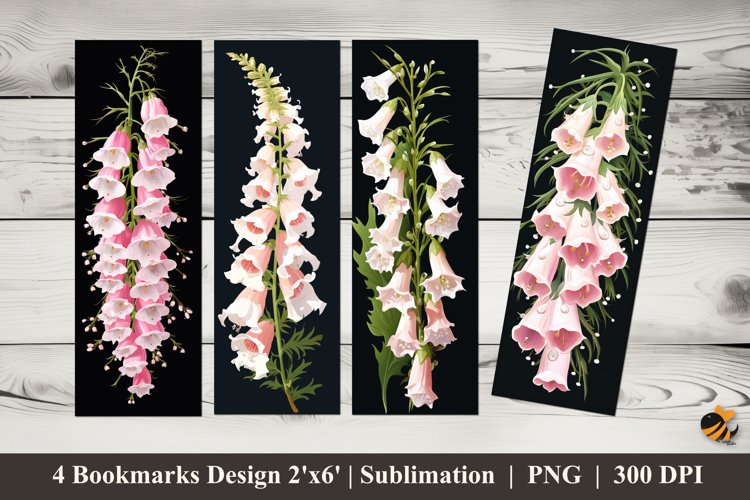 Foxglove Flowers Bookmarks Sublimation Design
