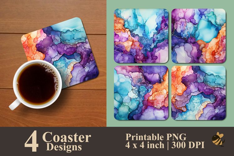 Colorful Liquid Coaster Sublimation Designs