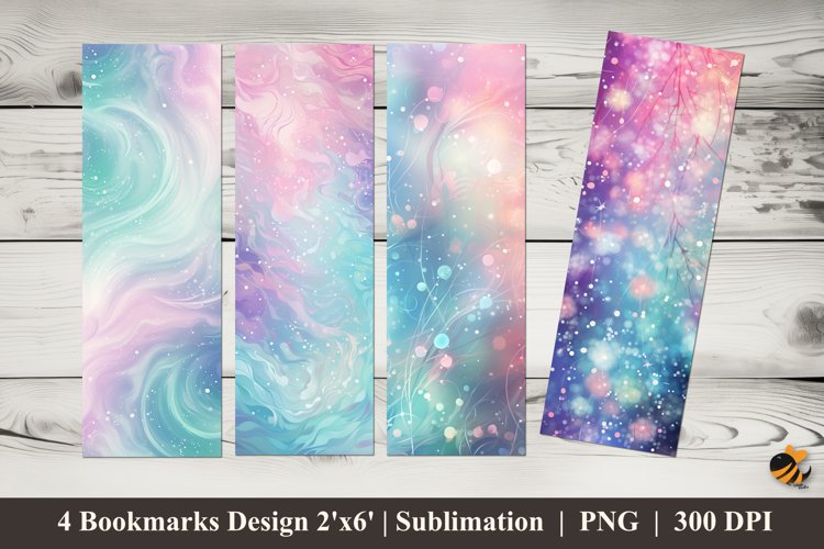Soft Glitter Pastels Bookmarks Sublimation Design