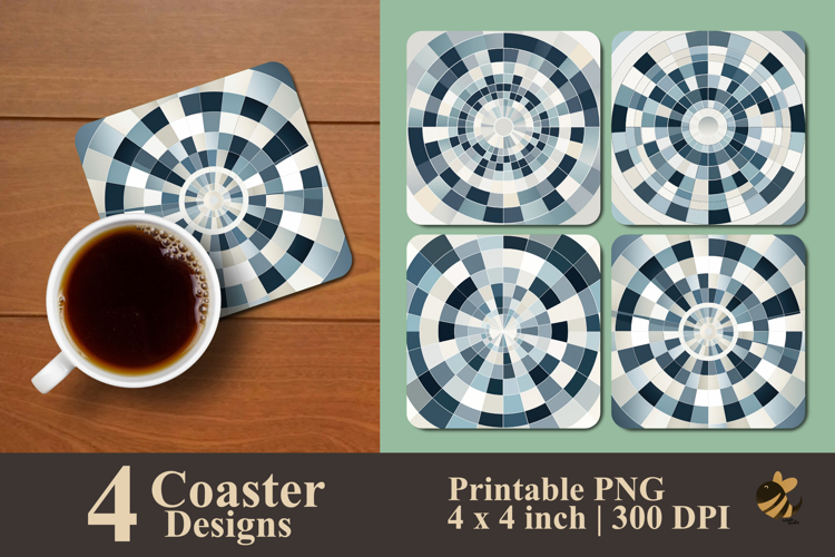 Grid Circles Coaster Sublimation Design