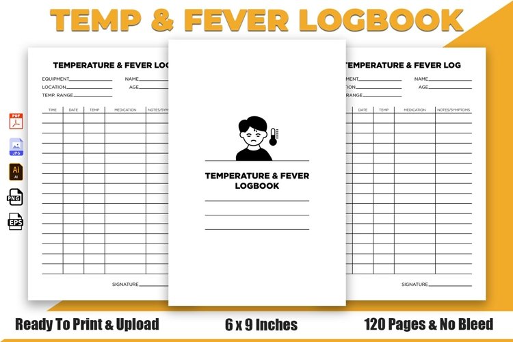 Temperature & Fever Log Book Interior Design