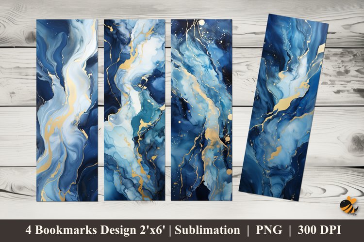 Abstract Blue Color Bookmarks Sublimation Design
