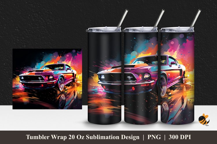 Colorful Car Tumbler Wrap Sublimation Design 1
