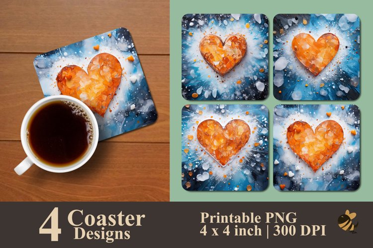 Orange Love Coaster Sublimation Designs