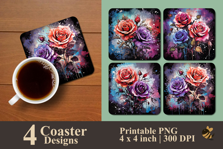Romance Roses Coaster Sublimation Design