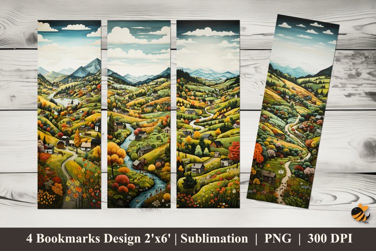 Hill View Bookmarks Sublimation Design