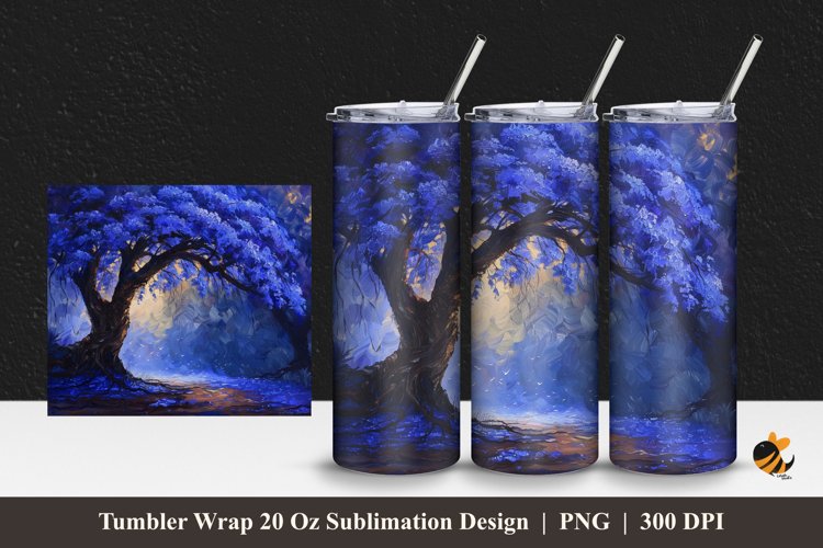 Painting Purple Tree Tumbler Wrap Sublimation (4482893)