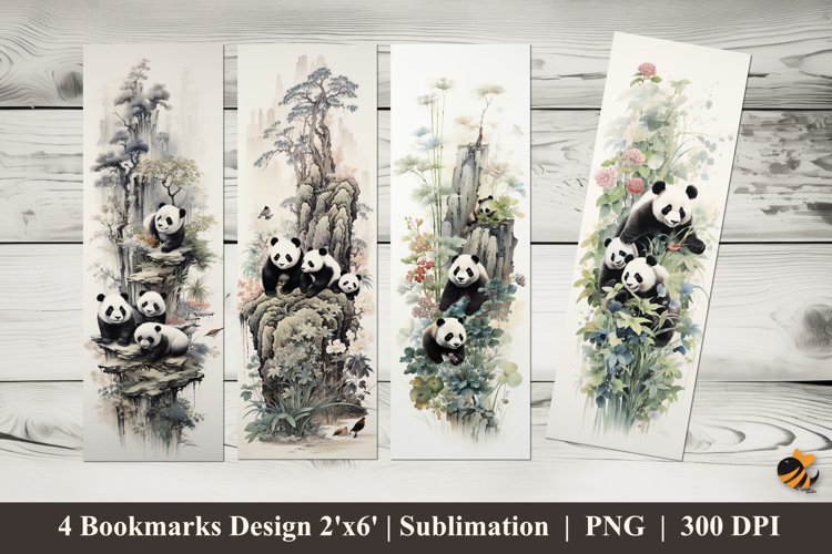 Wild Pandas Bookmark Sublimation Design