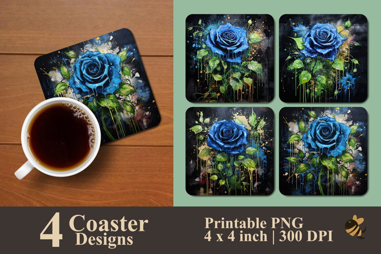 Blue Rose Evolution Coaster Sublimation Design
