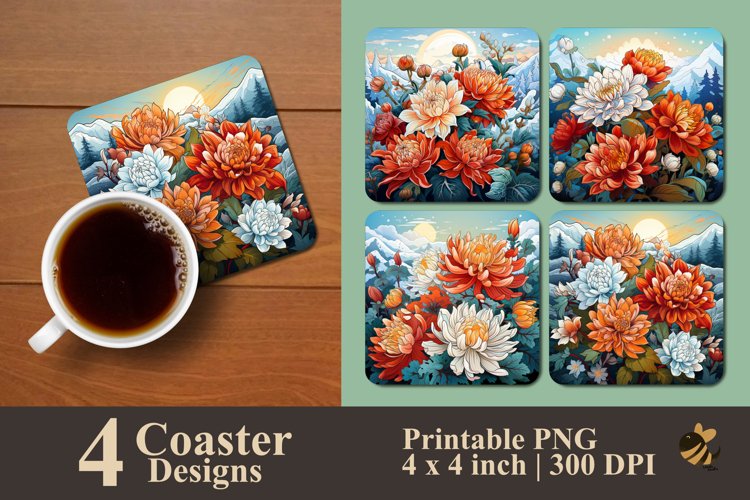 Fresh Flower Coaster Sublimation Designs