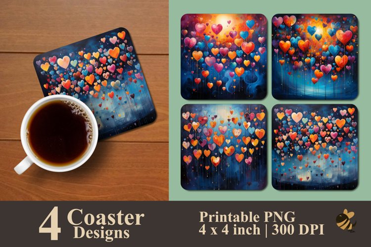 Colored Love Coaster Sublimation Designs
