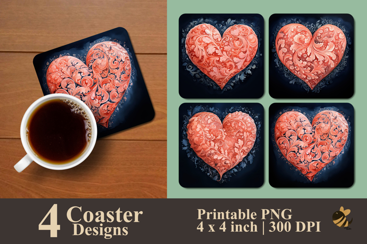 Salmon Love Coaster Sublimation Design