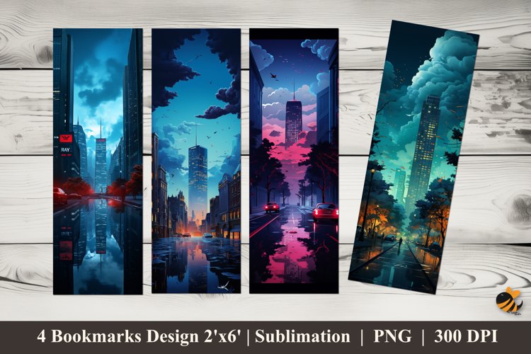 City Night Bookmarks Sublimation Design