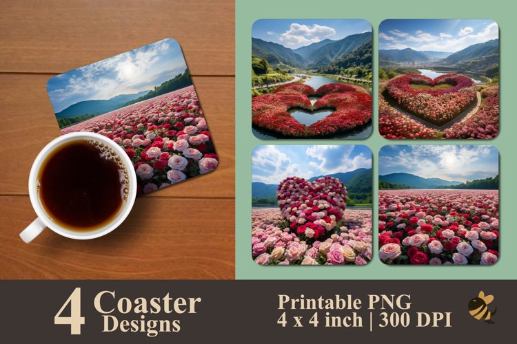 Garden Love Coaster Sublimation Designs