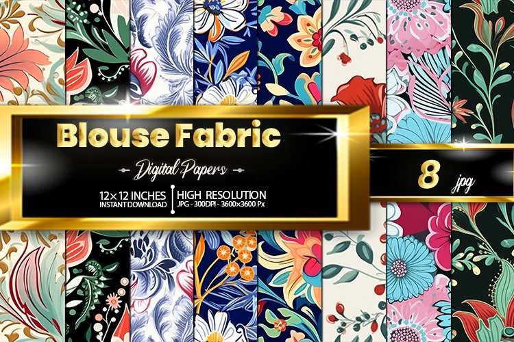 Blouse Fabric Digital Papers Bundle