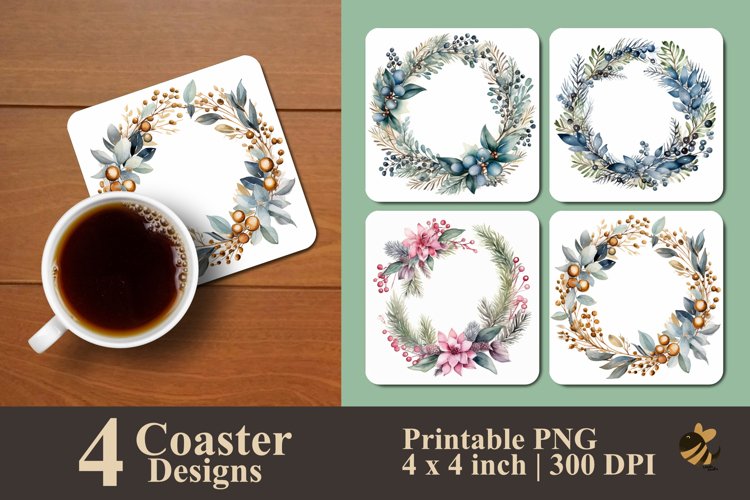 Round Flower Coaster Sublimation Designs