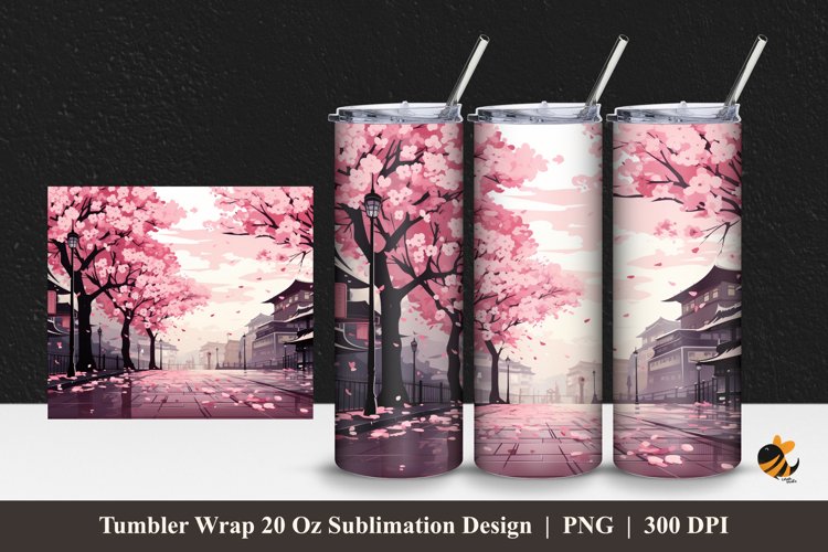 Awesome Sakura Tumbler Wrap Sublimation Design 1