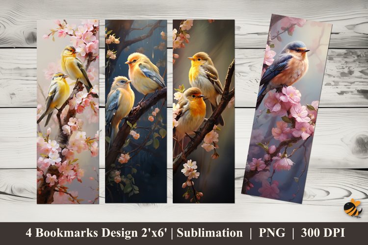 Singing Birds Bookmarks Sublimation Design