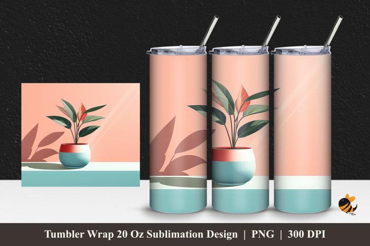 Plant's Pot Tumbler Wrap Sublimation Design 1