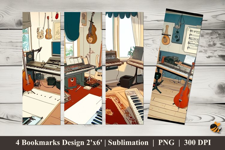 Music Studio Bookmarks Sublimation Design