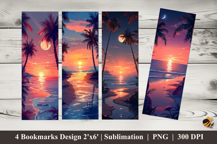 Sunset Beach Bookmarks Sublimation Design
