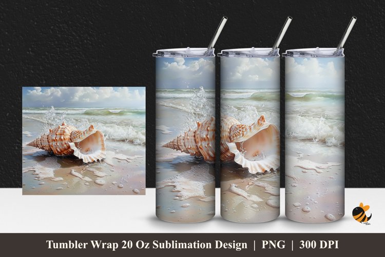 Seashell Tumbler Wrap Sublimation Design 1
