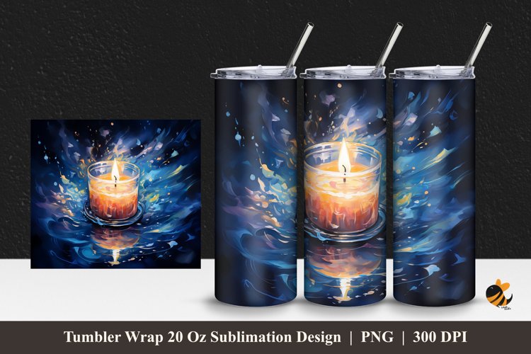 Candle Watercolor Tumbler Wrap Sublimation Design (2993309)