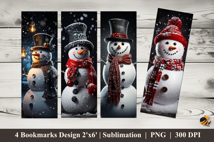 Smiling Snowman Bookmarks Sublimation Design