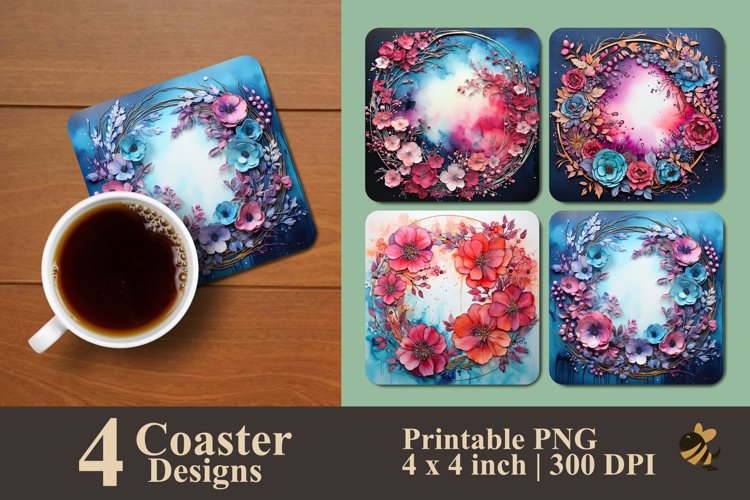 Ink Wreath Coaster Sublimation Designs
