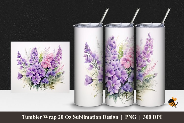Glow Lavender Tumbler Wrap Sublimation Design 1