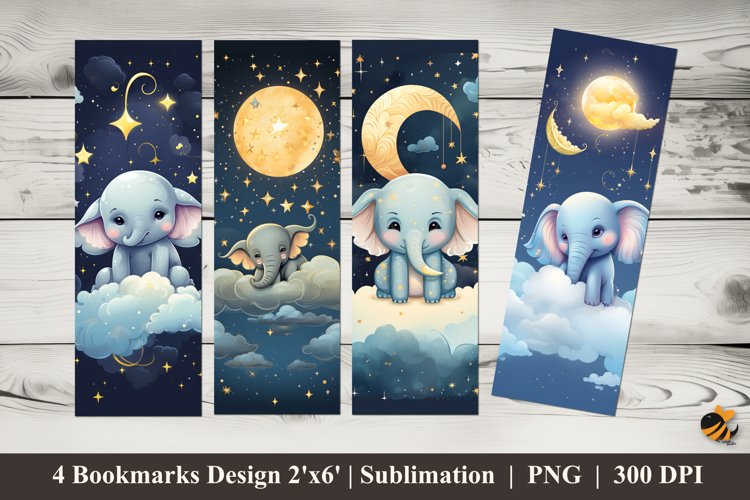 Elephant Sleeping Bookmarks Sublimation Design