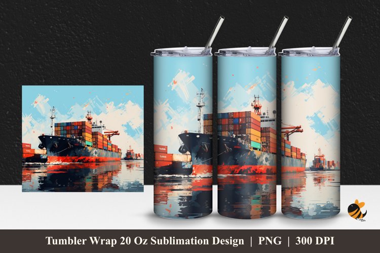 Cargo Ship Tumbler Wrap Sublimation Design 1 (4659711)