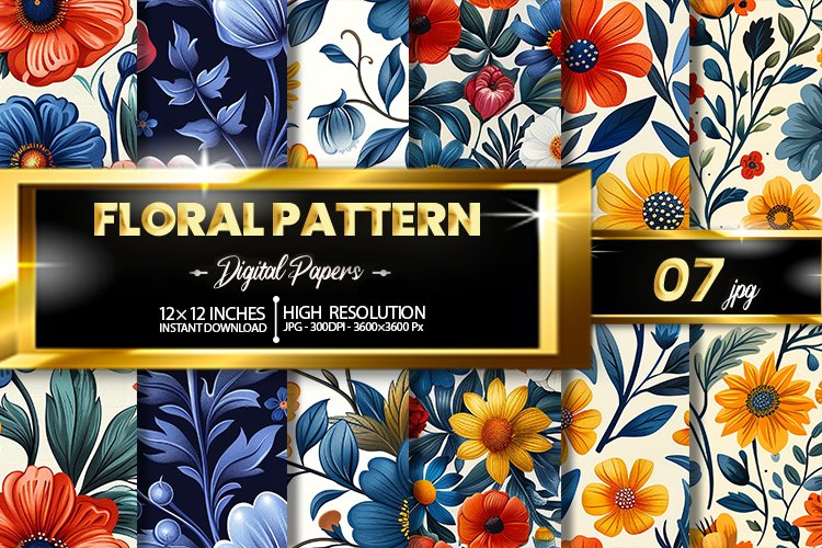 Floral Pattern Digital Papers Bundle (3914797)