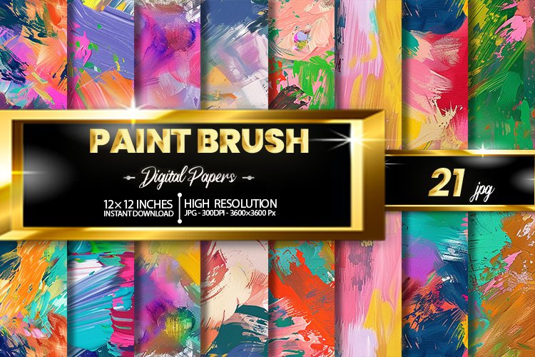 Paint Brush Digital Papers Bundle
