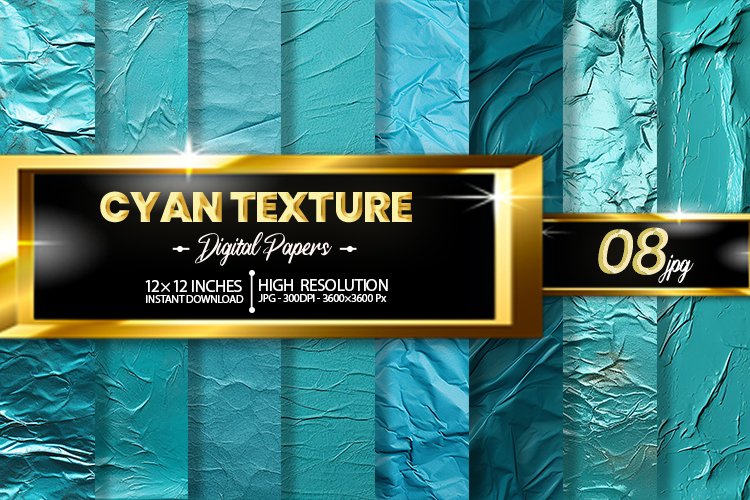 Cyan Texture Digital Papers Bundle (3446929)