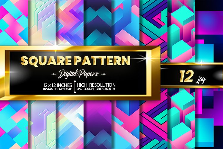 Square Pattern Digital Papers Bundle