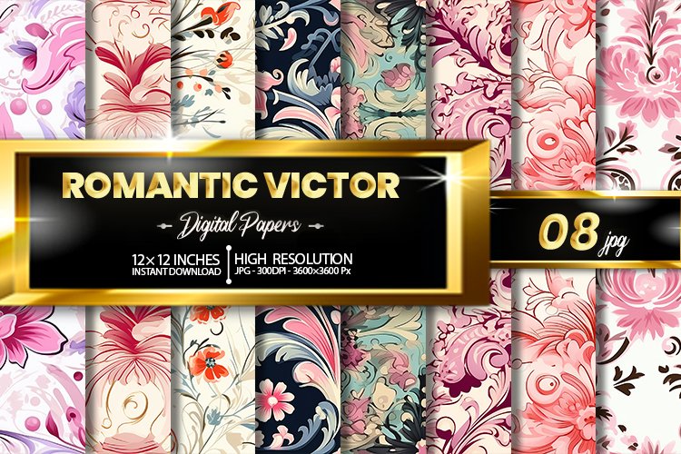 Romantic Victor Digital Papers (4234929)