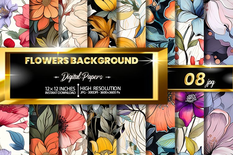 Flowers Background Digital Papers Bundle