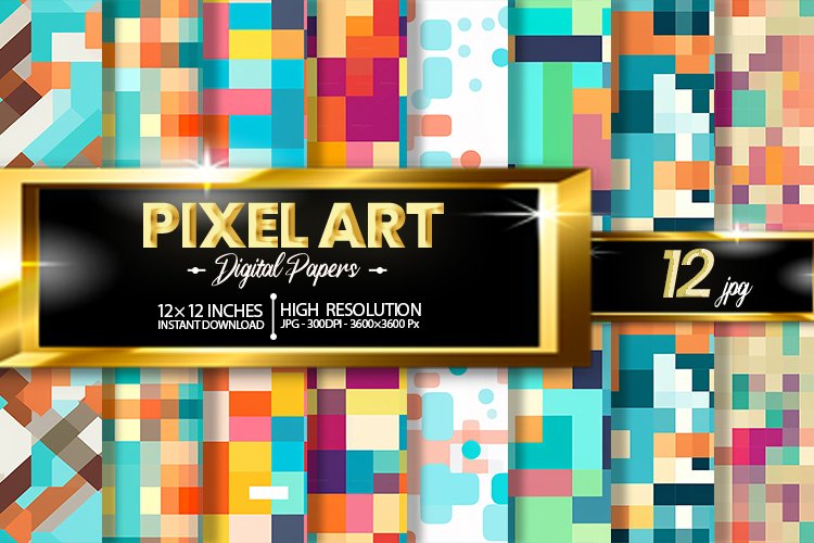 Pixel Art Digital Papers Bundle