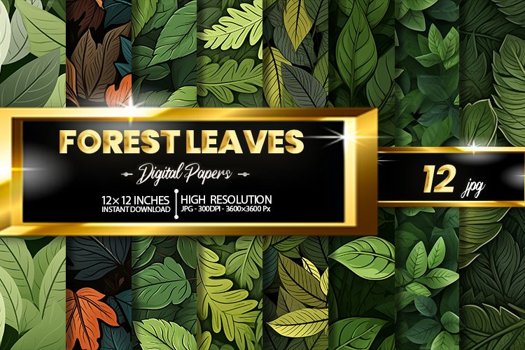 Forest Leaves Digital Papers Bundle (3914907)