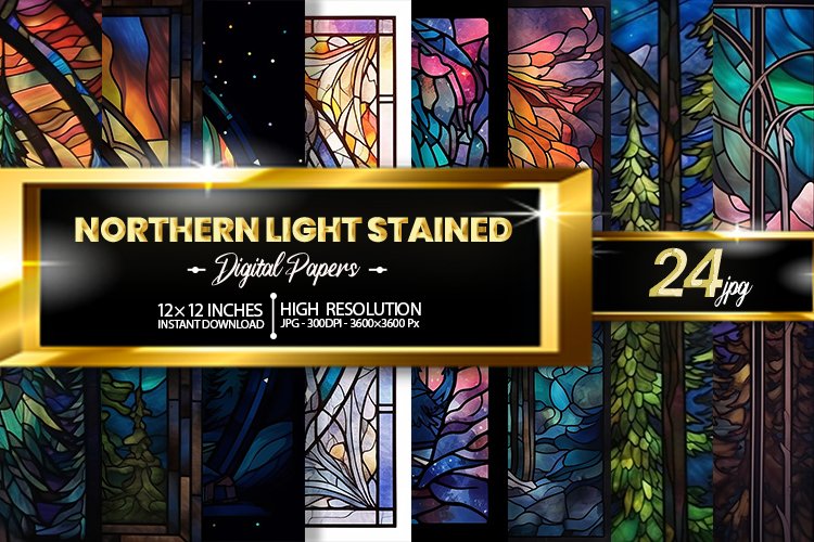 Northern Light Stained Digital Papers Bundle (3453285)