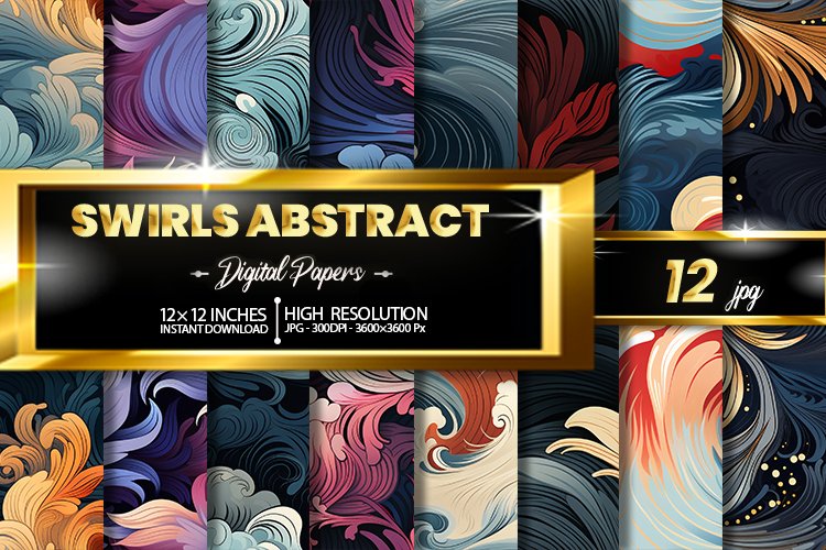 Swirls Abstract Digital Papers Bundle