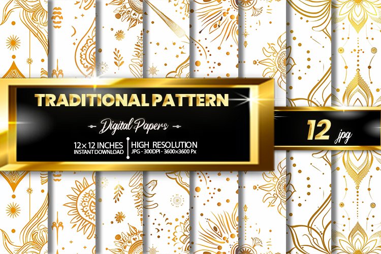 Traditional Pattern Digital Papers Bundle