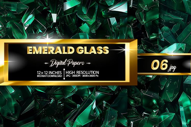 Emerald Glass Digital Papers Bundle (3852298)