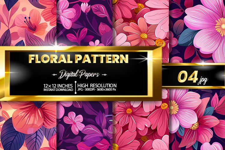 Floral Pattern Digital Papers Bundle (3914800)
