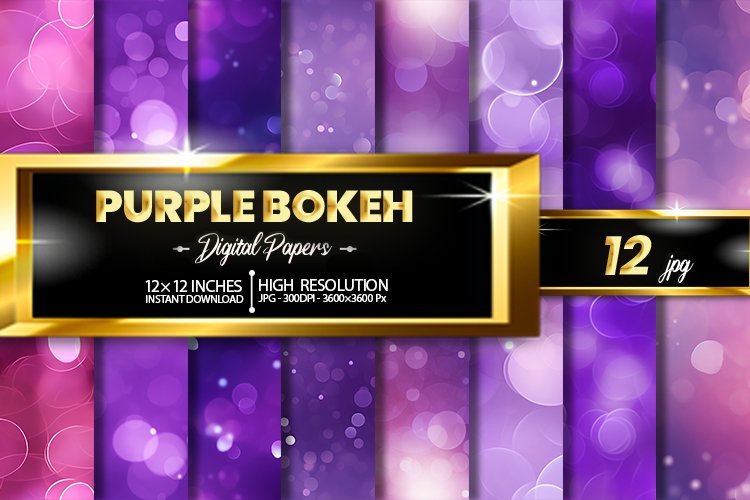 Purple Bokeh Digital Papers Bundle