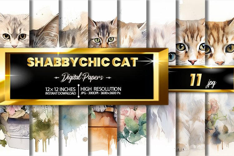 Shabbychic Cat Digital Papers (4234973)