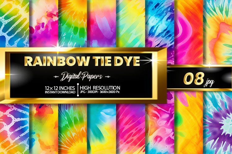Rainbow Tie Dye Digital Papers (4234891)