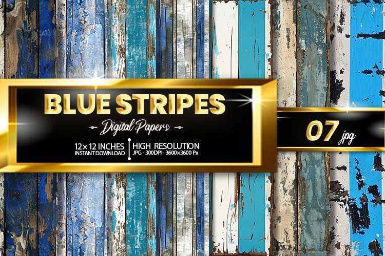 Blue Stripes Digital Papers Bundle